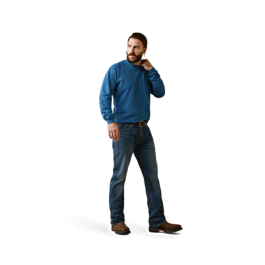 ARIAT 10043469 MENS FR AIR CREW KEY LARGO WORK SHIRT, HEATHER BLUE